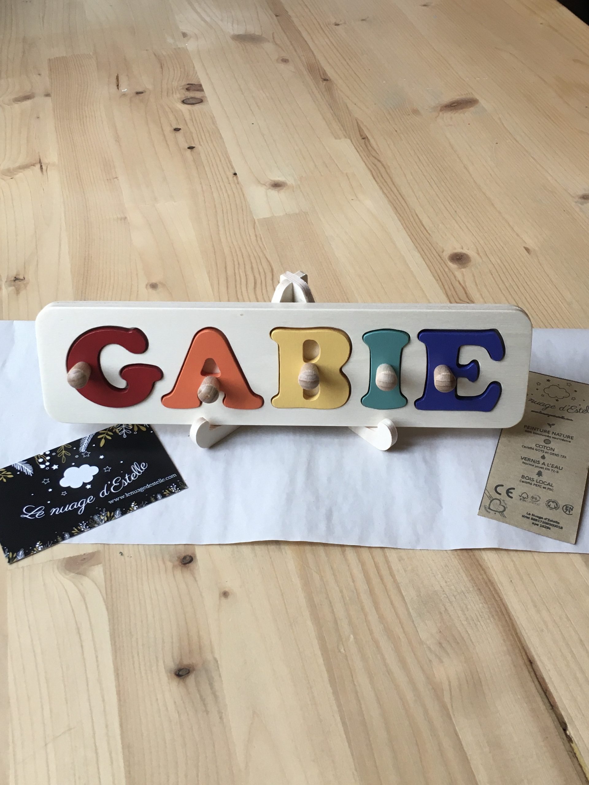 Puzzle prénom bois naturel Le nuage d'Estelle - Le Nuage d'Estelle